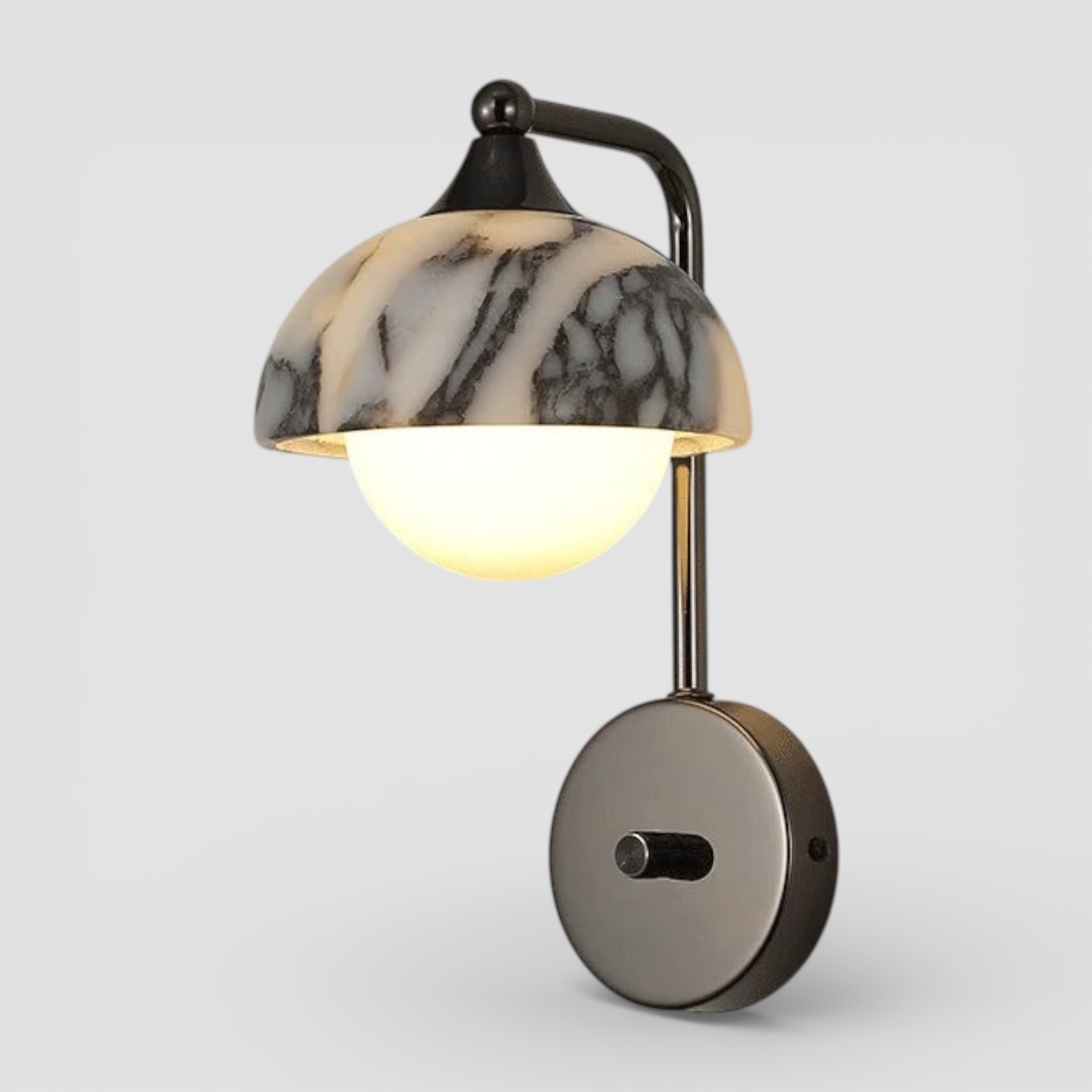Alabaster wall sconce - white stone with black shades – LuxelyLight