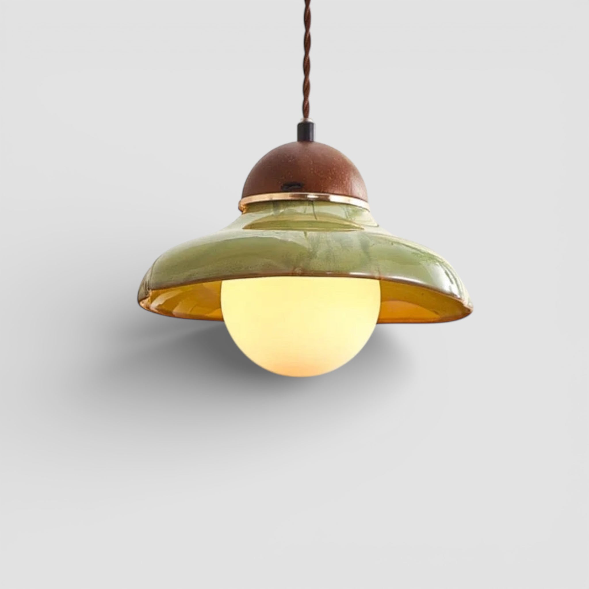 Green glass pendant light - vintage farmhouse ceiling – LuxelyLight